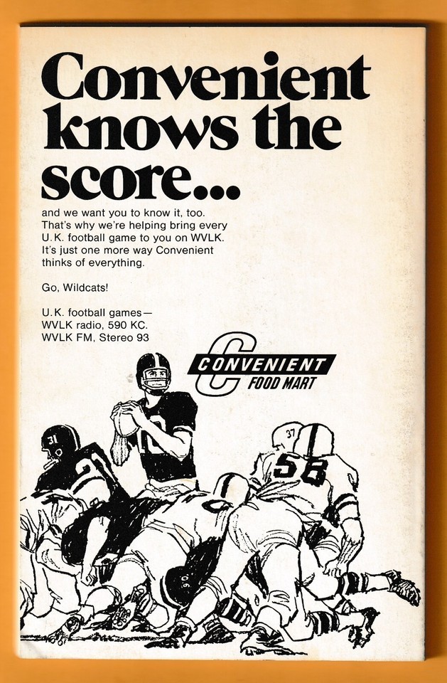 1974 Kentucky Wildcats Football Media Guide Fran Curci | eBay UK