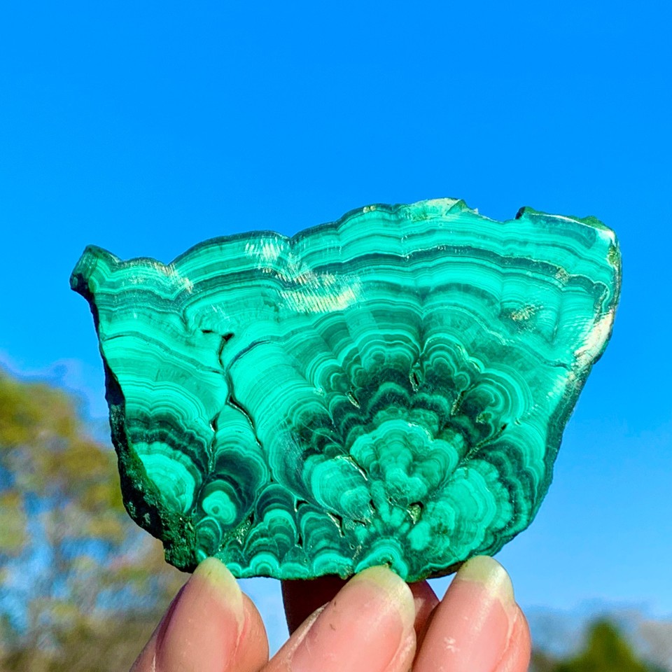 51G Natural glossy Malachite transparent cluster rough mineral sample ...