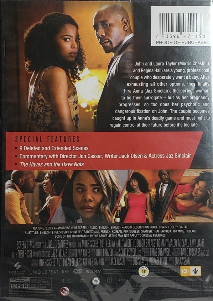 When the Bough Breaks DVD 2016 Screen Gems PG-13 Morris Chestnut Regina ...