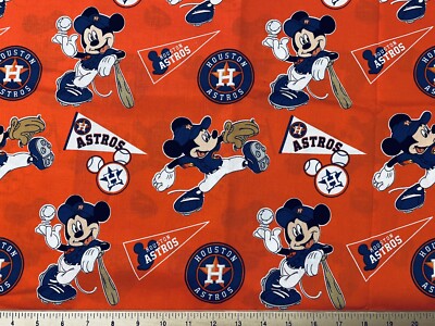 RARE MLB 2018 HOUSTON ASTROS MICKEY MOUSE, 1/4 yard (9”x 44”) 100% ...