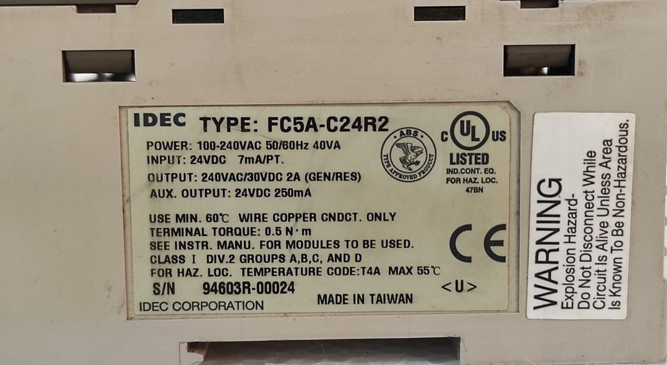 IDEC FC5A-C24R2 MICROSMART PENTRA PLC CPU | eBay