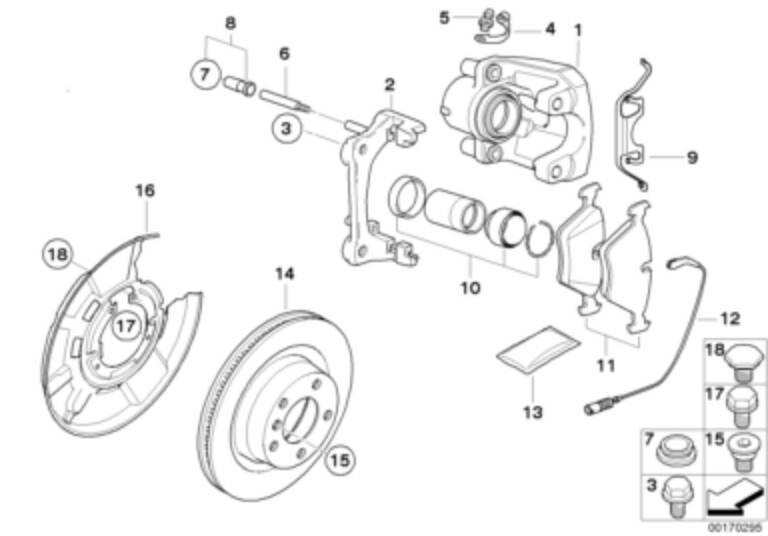 BMW Genuine Brake Caliper Guiding Bolt Pin Guide Fits Most Models ...