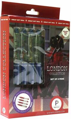 FLO PENS London Pens , Gift Set, Collection Of 4 Pens + Pen Display ...