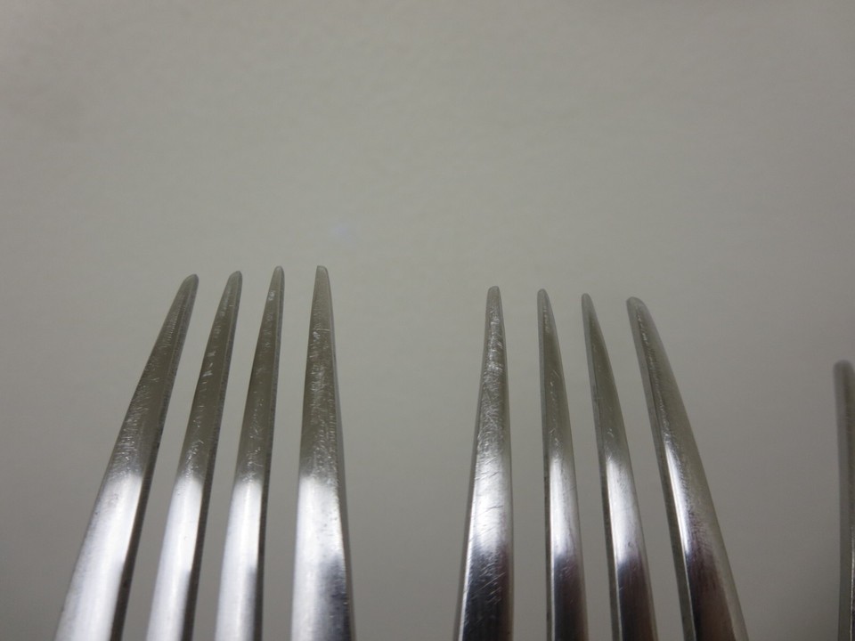 4 DANSK Flat Tip MERIDIAN Stainless Steel Flatware 8 3/8" DINNER FORKS ...