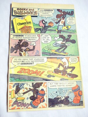 1963 Cheerios Color Ad With Rocky and Bullwinkle on a Skateboard | eBay