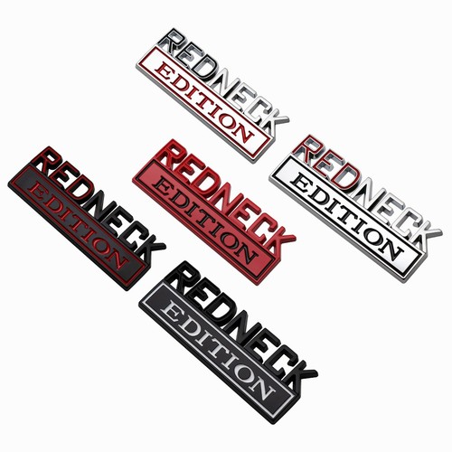 2pc Black/Red Metal REDNECK EDITION Emblems Fender Badge Car Truck ...