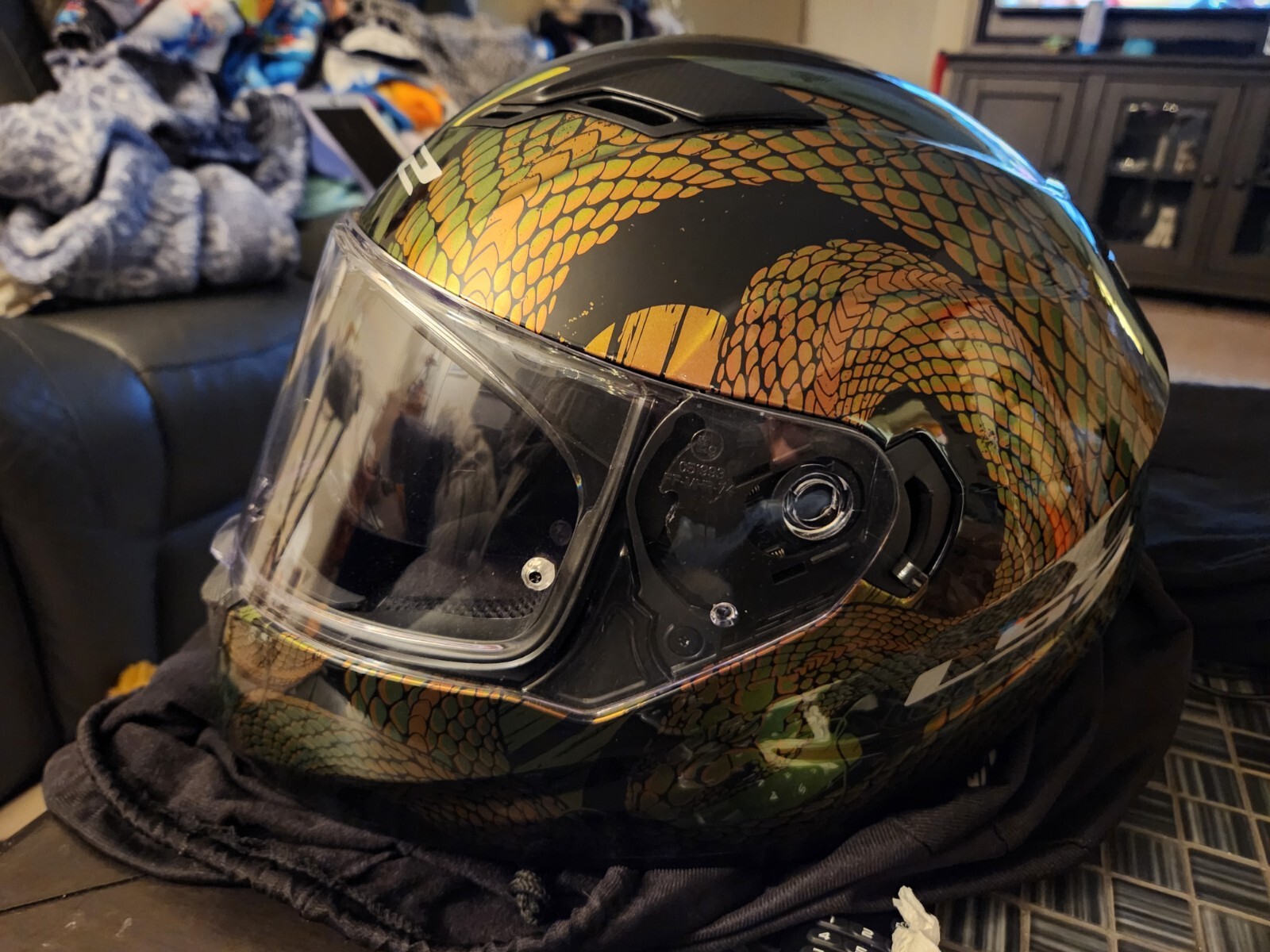 LS2 Adult Stream Full Face Street Motorcycle Helmet M Snake Bite Design ...