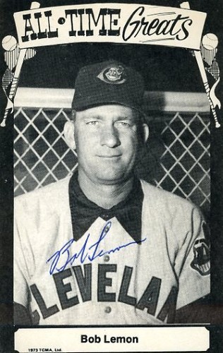 Bob Lemon Signed Jsa Cert Sticker Tcma Photo Postcard Authentic ...