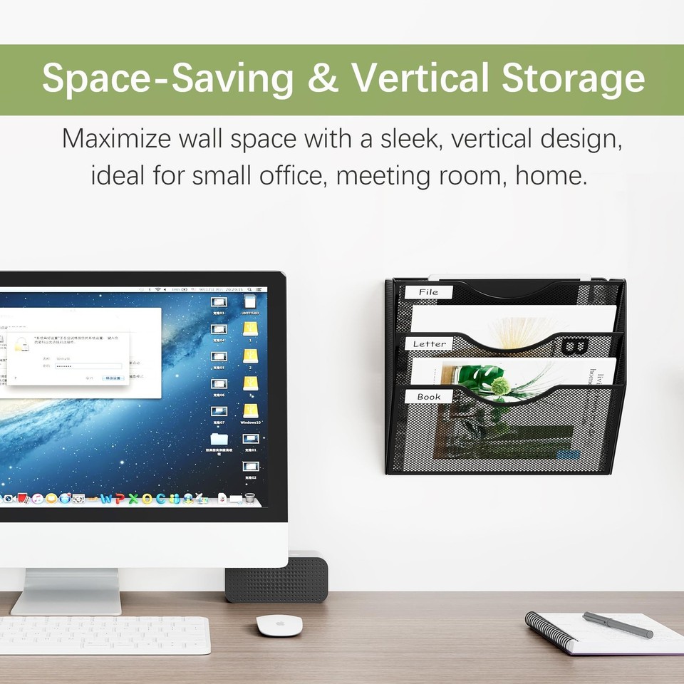 EasyPAG Mesh Hanging Wall Organizer - 3 Pocket Wall File Holder for ...