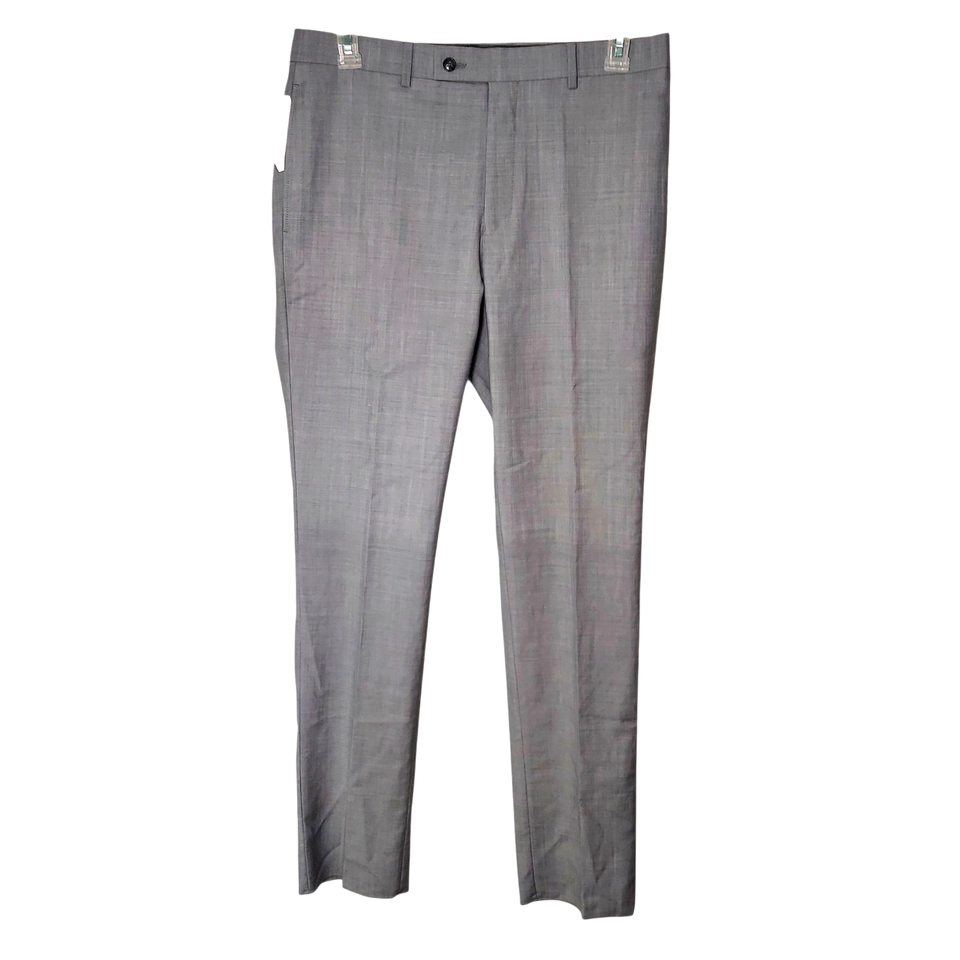Calvin Klein Mens Pants Size 33 x 34 Light Gray Unhemmed 100% Wool Suit ...