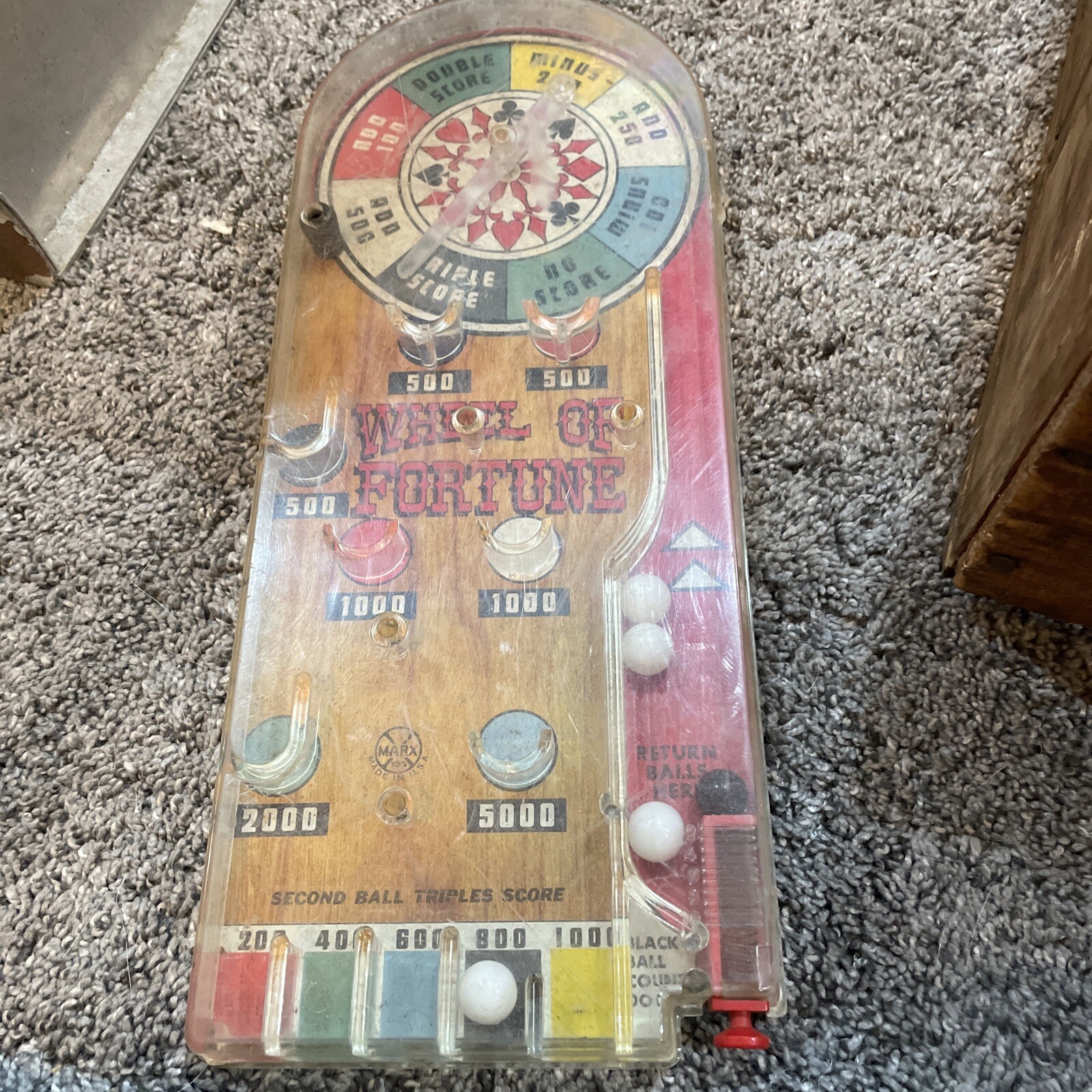 Vintage Marx Toys Wheel of Fortune Pinball game Working Marbles Made ...