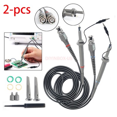 2PCS Oscilloscope Probe Scope Clip Test Cable Lead Kit 1X /10X BNC For ...