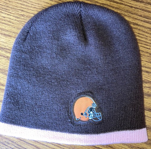 NFL Cleveland Browns Logo Winter Knit Beanie Hat Breast Cancer ...