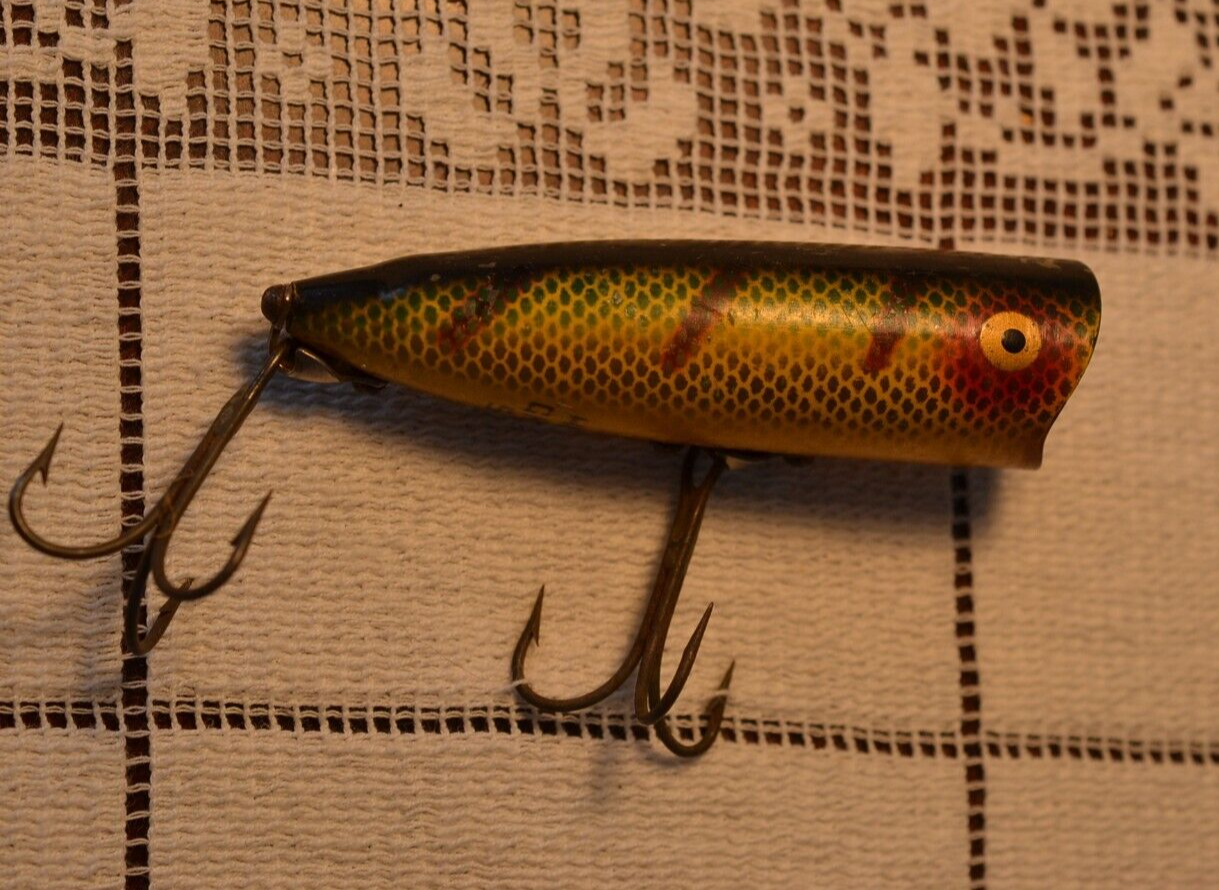 VINTAGE HEDDON CHUGGER SPOOK/BEAUTIFUL YELLOWISH/GOLD BODY W/RED HEAD ...