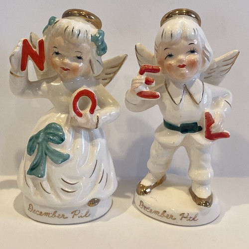 VTG Pair Lefton 1950’s December Pal Christmas Noel Angel Boy Girl ...