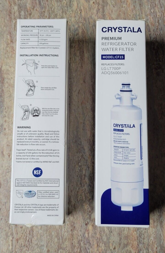 CRYSTALA Premium Refrigerator Water Filter Model: CF15 New In Box NIB ...