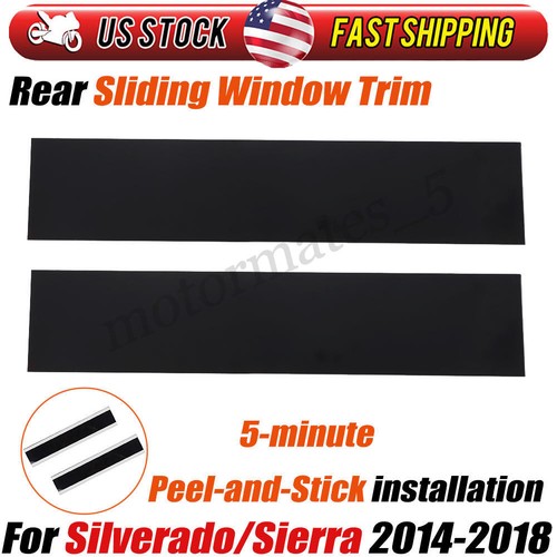 Gloss Black Rear Sliding Window Trim For 2014-2019 GM Silverado/Sierra ...