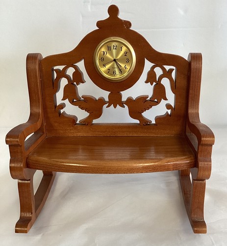 Hand Crafted Wooden Rocking Bench-w/small USA Clock-Doves-7.5”T ...