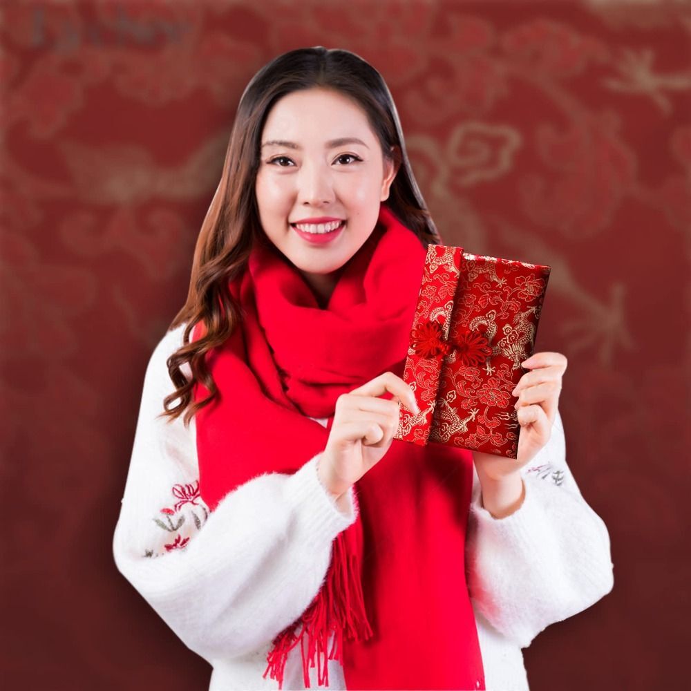 7.5*4.3 Inch Silk Satin Red Envelopes Fabric Wedding Red Packets Office ...