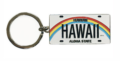 Hawaiian License Plate Metal Key Chain Jewelry Hawaii Rainbow Gifts ...