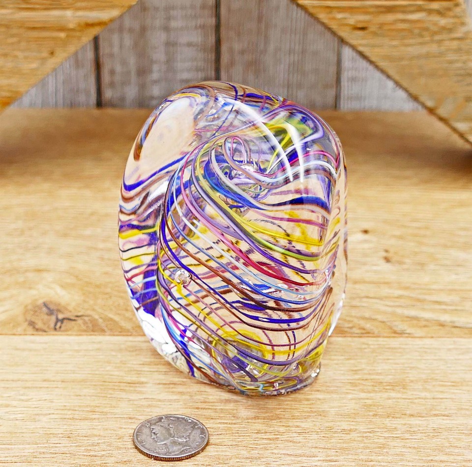 Peter Patterson Art Glass Threaded Freeform Paperweight Illinois Studio ...