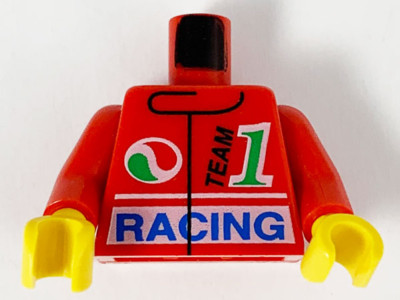 LEGO Minifigure Torso Red Racing Jacket Octan Logo with #1 Race Logo ...