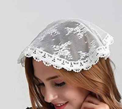 White Traditional Chapel Cap - 13" Diameter (V-wh) - For Mass, Wedding ...