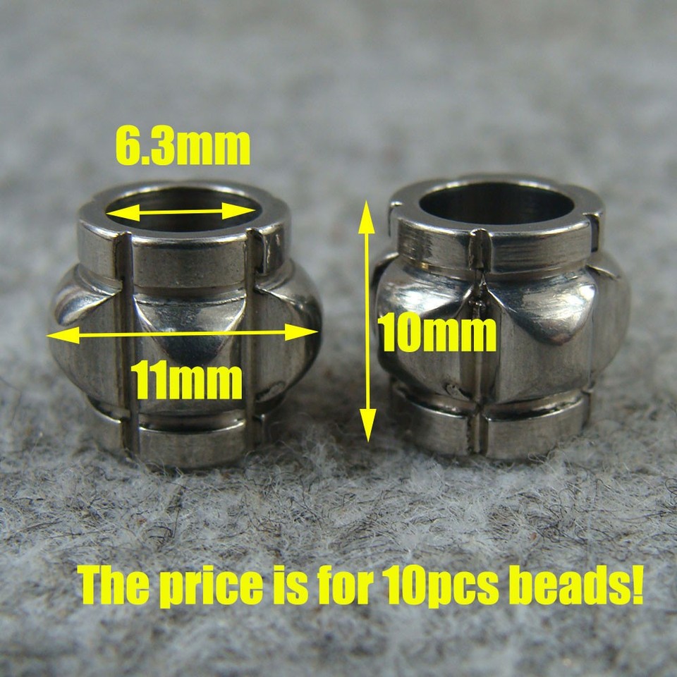 10pcs Stainless Steel Bracelet Beard Beads Paracord Lanyard Bead LB413 ...