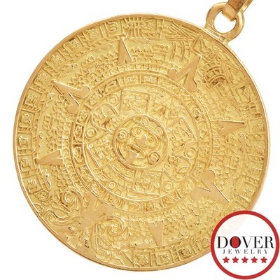 Estate 14K Yellow Gold Textured Aztec Disc Dangle Pendant 3.2 Grams NR ...