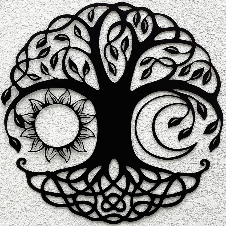 Black Metal Tree of Life Wall Decor, Metal Wall Art of Tree of Life ...