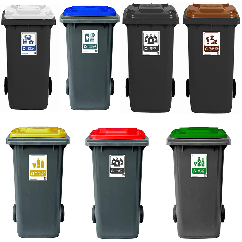 Bidone per rifiuti 120 LT pattumiera raccolta differenziata contenitore ...