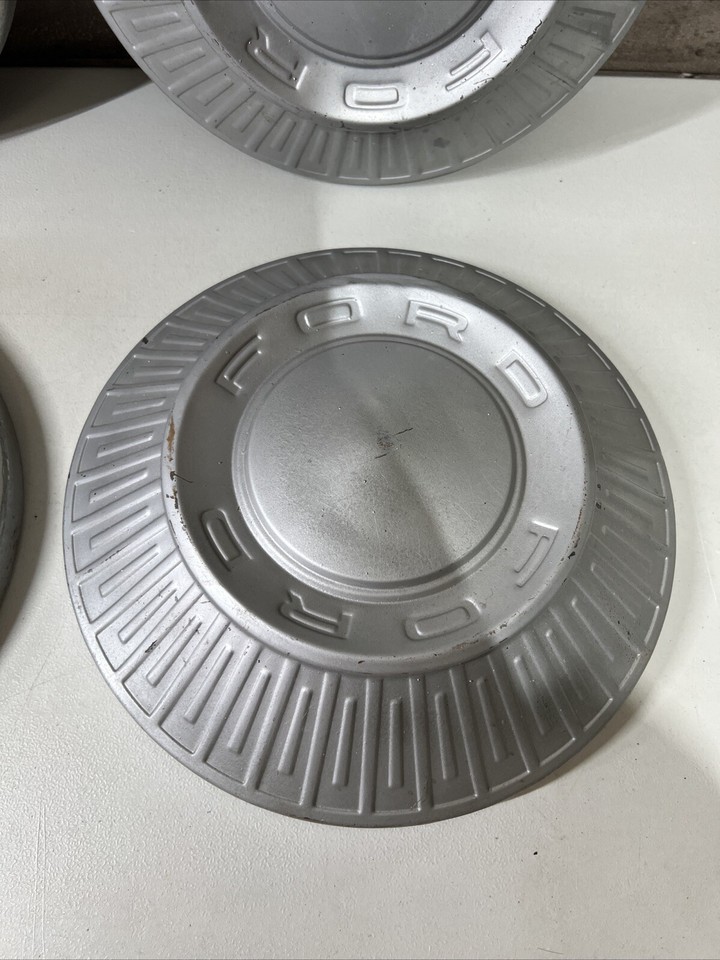 Set 1965 1966 FORD FALCON DOG DISH POVERTY WHEEL HUBCAPS 9.5” 65 66 - 1 ...
