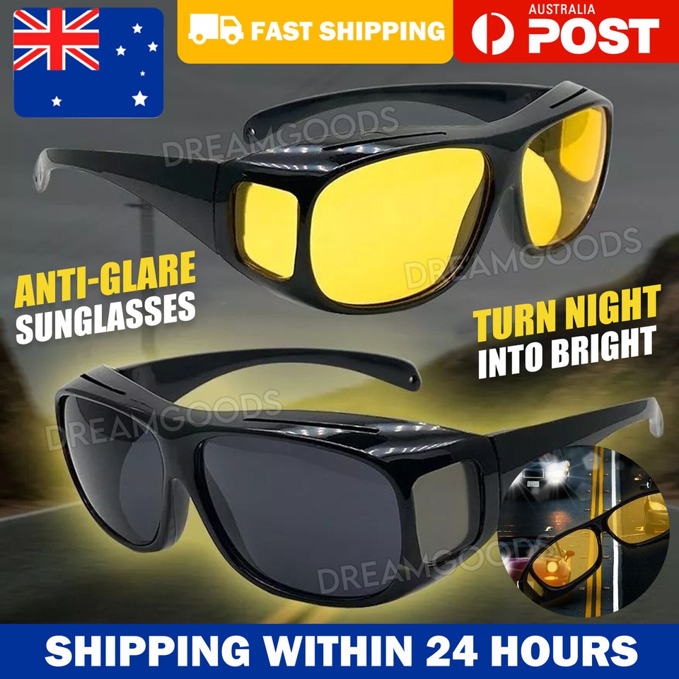 Unisex Night Driving Glasses HD Anti Glare Vision Polarized Yellow Lens ...