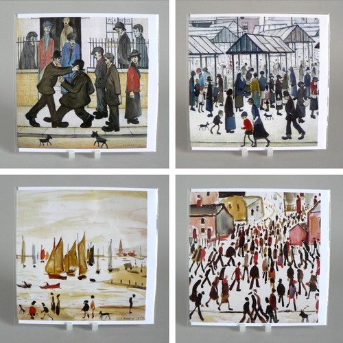 L.S. LOWRY GREETINGS CARDS A FIGHT MARKET SCENE YACHTS GOING TO WORK ...