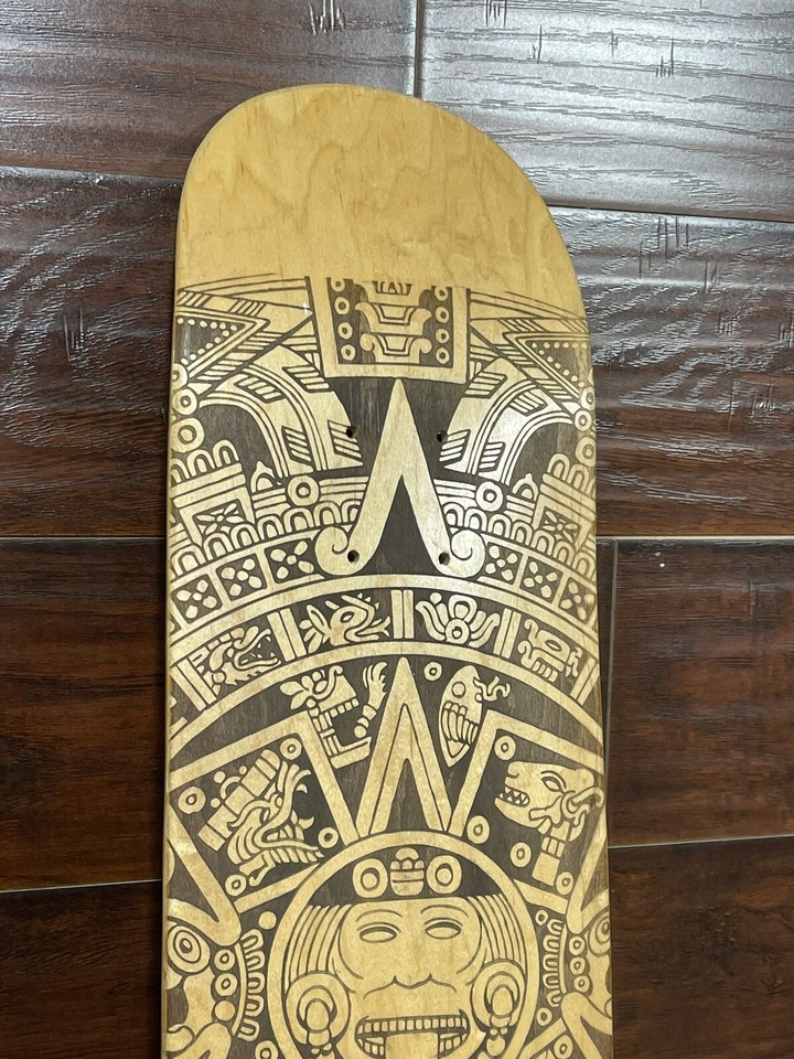 Laser Wood Engraved Aztec Calendar Skateboard Deck 32” Skater Art Man ...