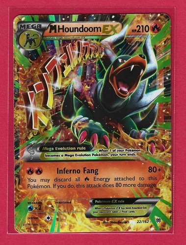 Mega M HOUNDOOM EX 22/162 XY - BREAKthrough HOLO FULL ART Pokemon Card ...