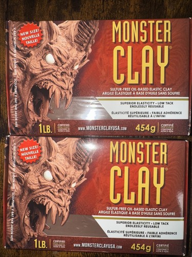 Two 1lb Packs Of Monster, Clay, Sulfur, Free Oil Based Elastic Clay ...