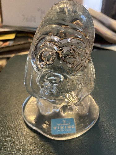 Vintage Viking Art Glass Figurine Sad Dog Droopy Hound Paper Weight | eBay