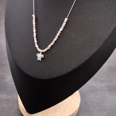 Sea Turtle Charm Necklace Pink Purple Orange Beads Silver Color (approx ...