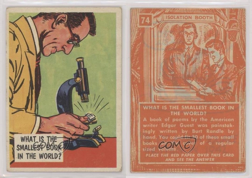 1957 Topps Isolation Booth What Is The Smallest Book In The World? #74 ...