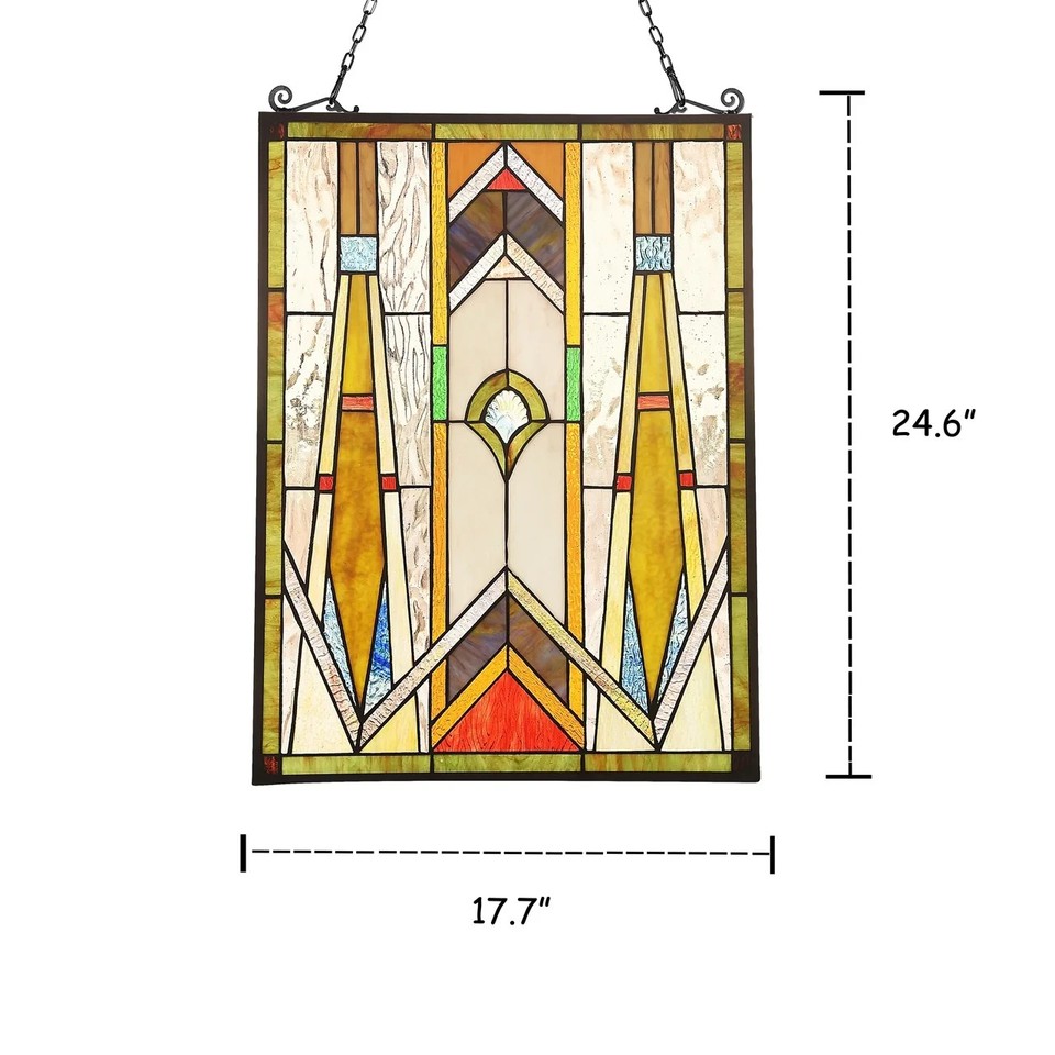 Stained Glass Tiffany Style Glass Window Panel Mission Arts & Crafts ...