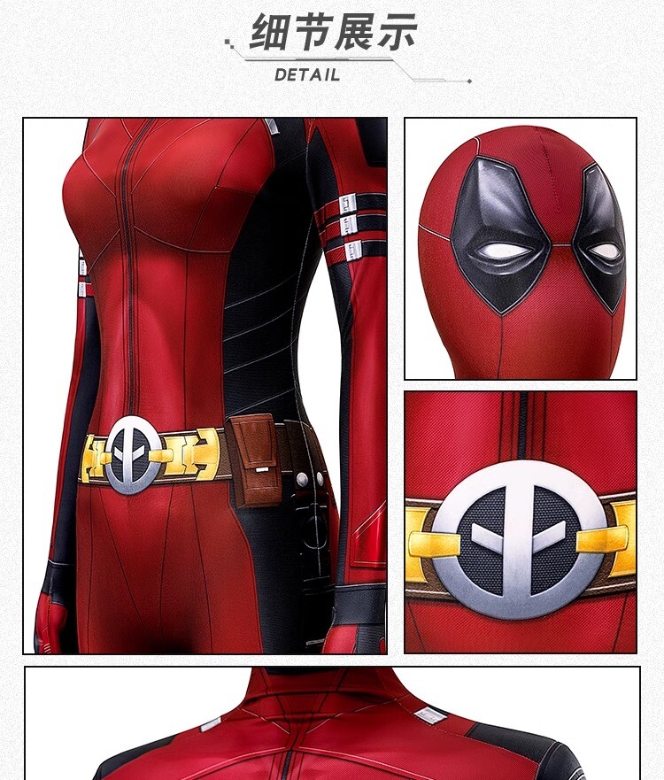Women Deadpool Costume Cosplay Bodysuit Suit Halloween Jumpsuit Uniform ...
