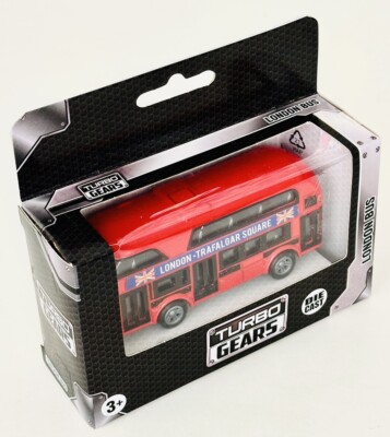 London Red Double Decker Bus Pull Back&Go Kids Toy Die Cast Metal *New ...