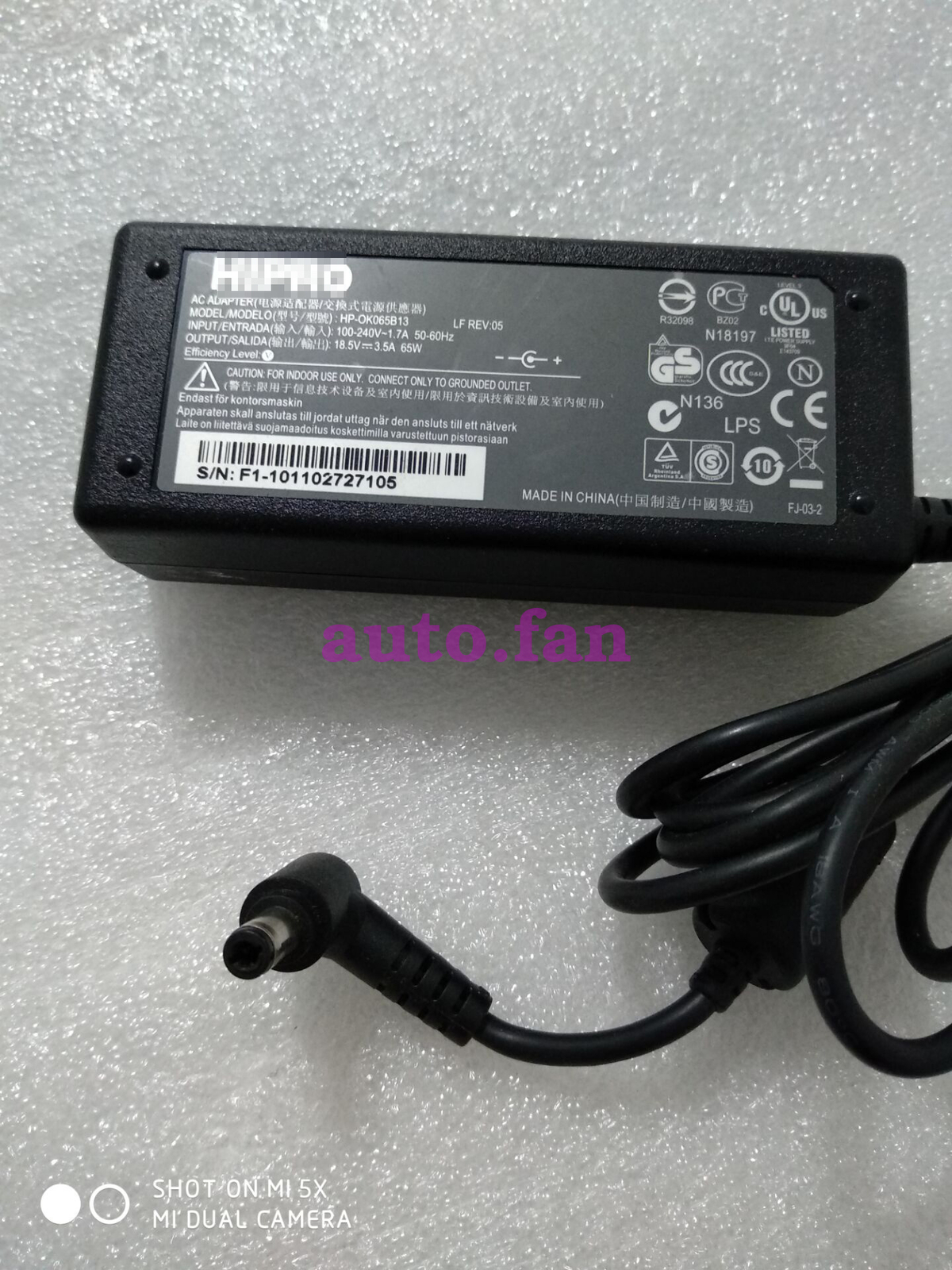 For HIPRO HP-OK065B13 Power Adapter 18.5V 3.5A Universal Interface 5.5 ...