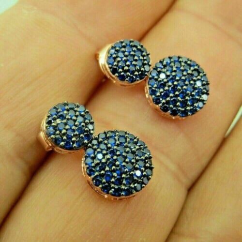 Women's Round Shape Drop Push Back Earring Lab Created Blue Sapphire ...