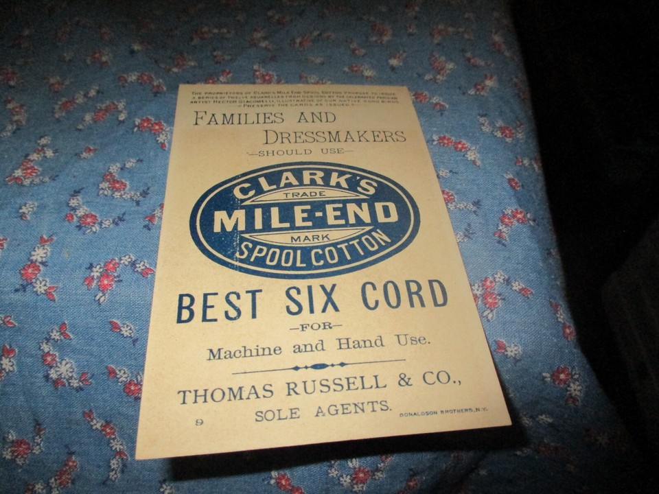 a. Old Trade Card Clark's Mile-End Spool Cotton The Tomtits | eBay