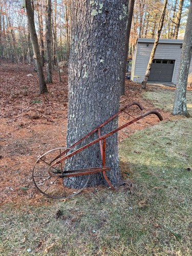 VINTAGE STEEL PUSH PLOW, FRAME & WHEEL, ANTIQUE | eBay