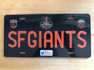 San Francisco Giants SGA 2010 2012 2014 World Champions License Plate ...