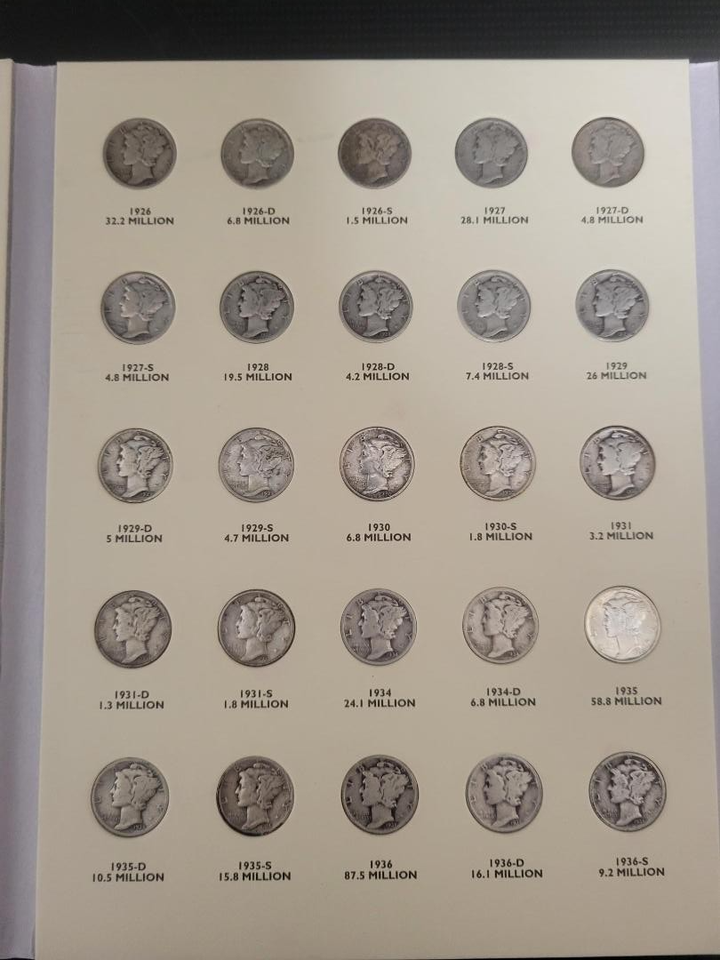 1916-1945 Mercury Dime Collection Nearly Complete Set 77 Coins (-16-D ...