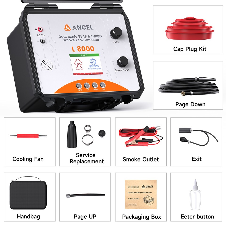 Ancel L8000 EVAP Turbo Smoke Machine Car Leak Detector Includes ALL ...